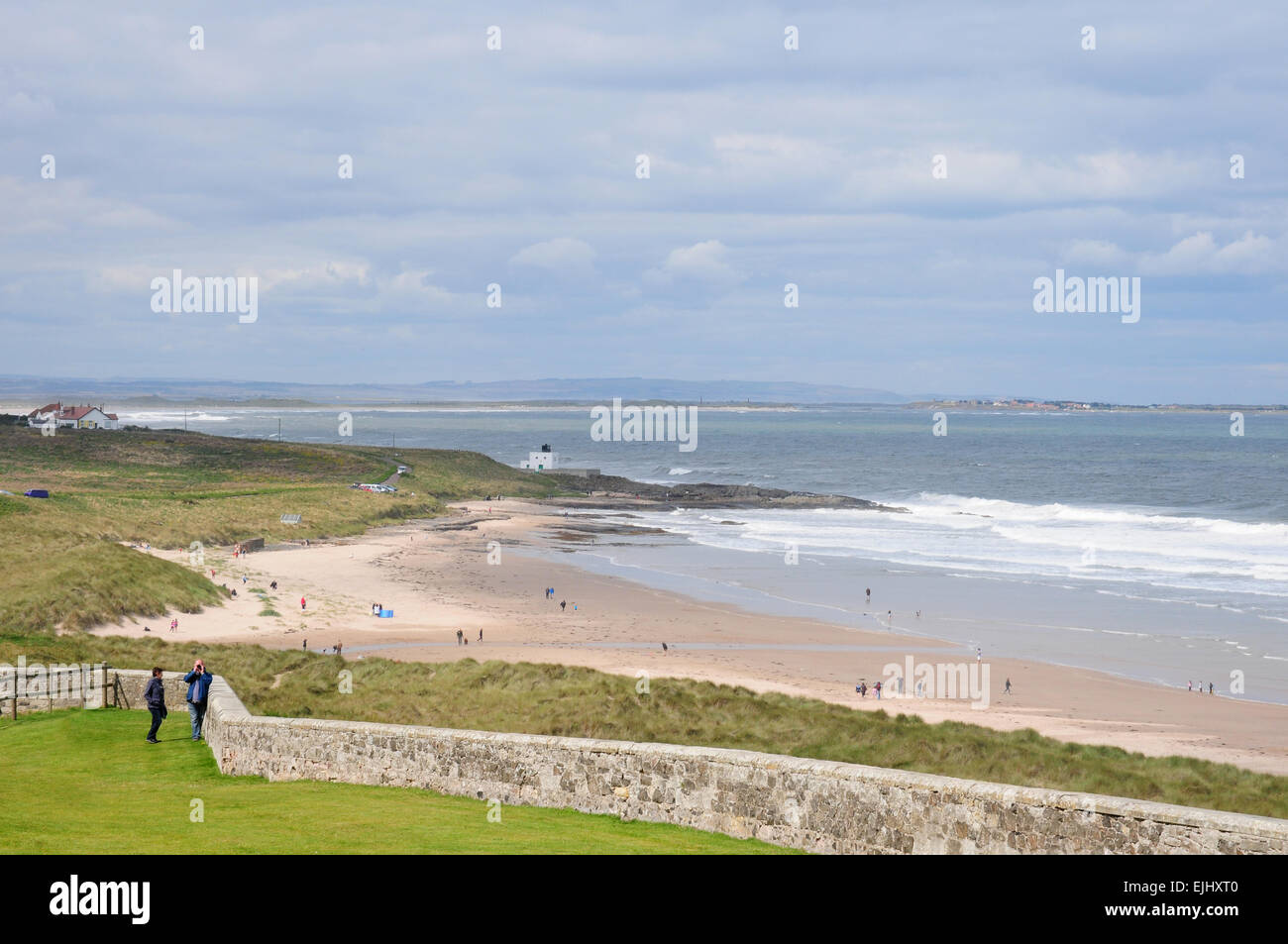 The Holy Island, Lindisfarne, and Bamburgh Beach from Bamburgh Castle ...