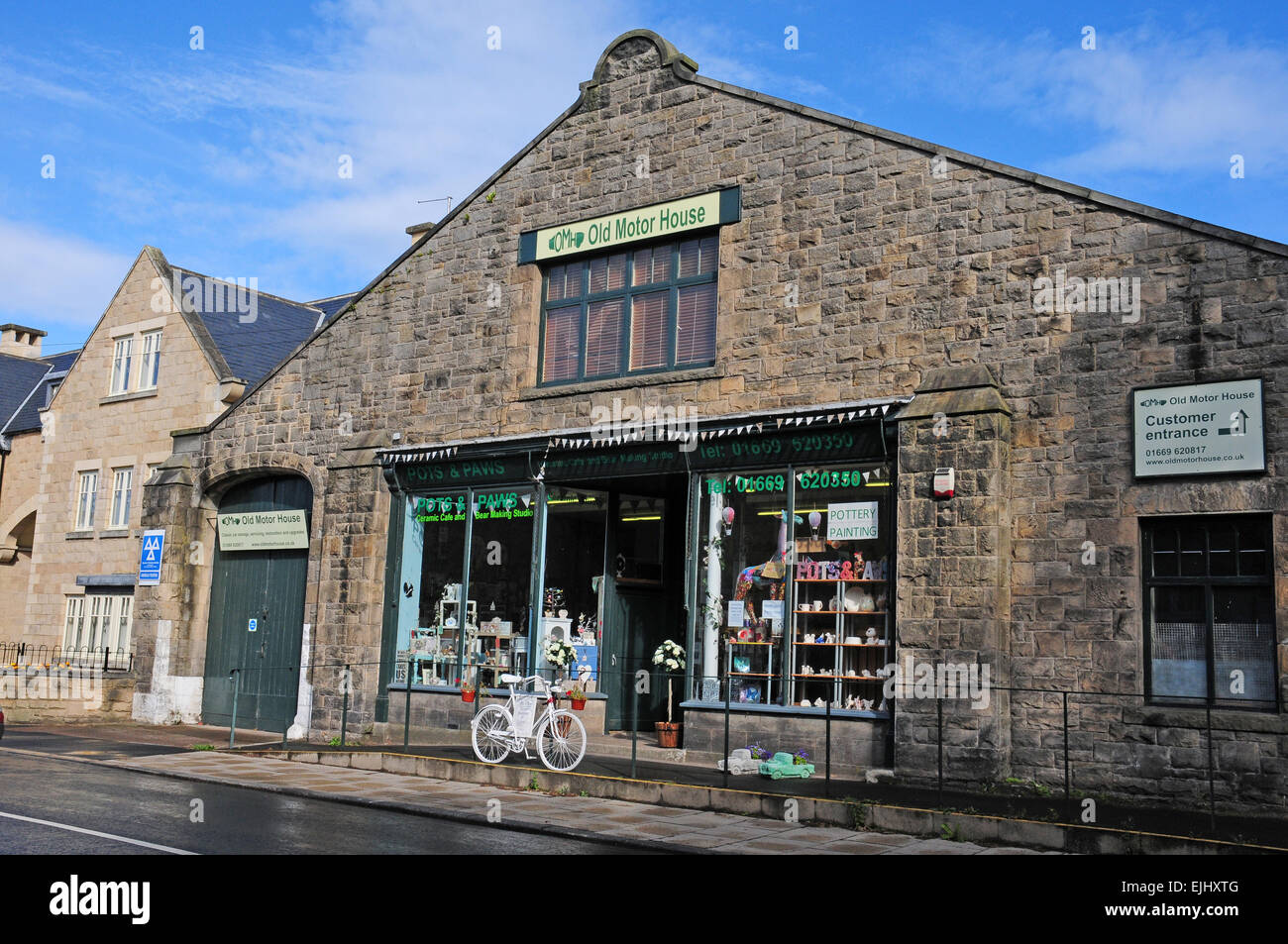 The Old Motor House, Rothbury, now a craft shop Stock Photo - Alamy