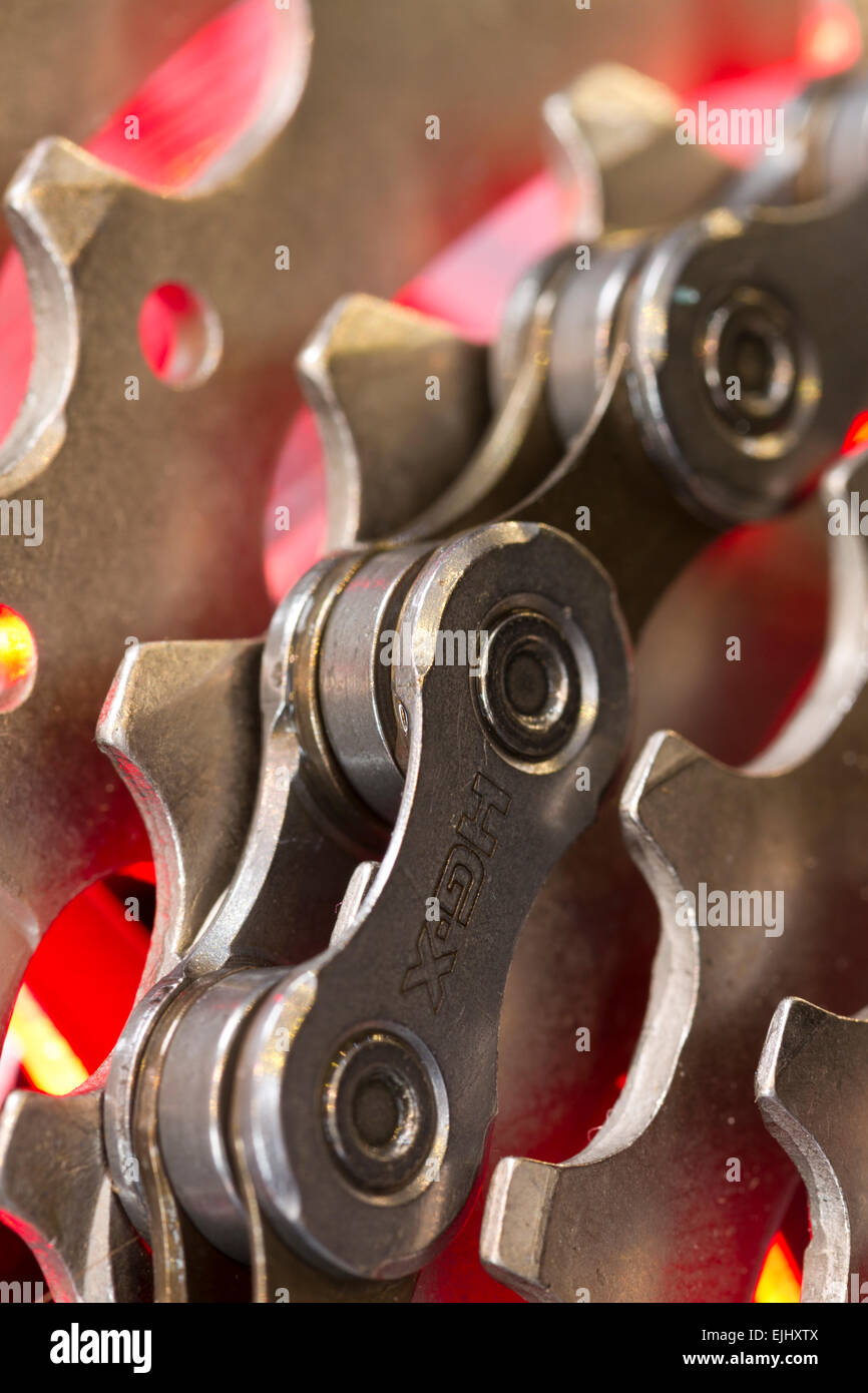 Closeup of bicycle chain on sprockets Stock Photo - Alamy