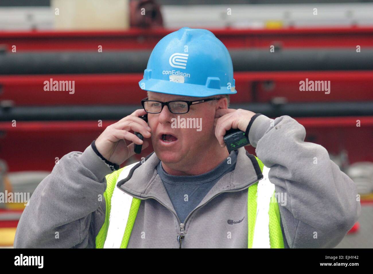 New York, New York, USA. 26th Mar, 2015. Con Ed at the scene. As many ...