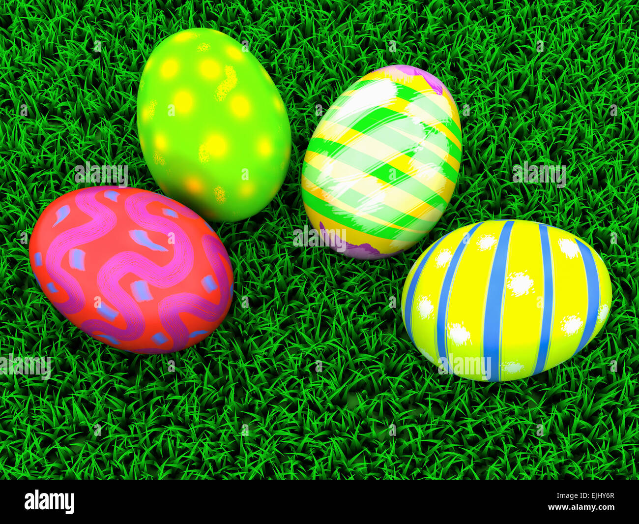 colorful Easter eggs on a grass background Stock Photo - Alamy