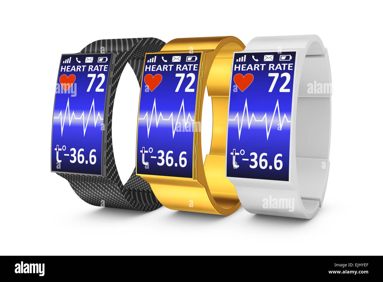smart watches which display pulse and temperature Stock Photo - Alamy