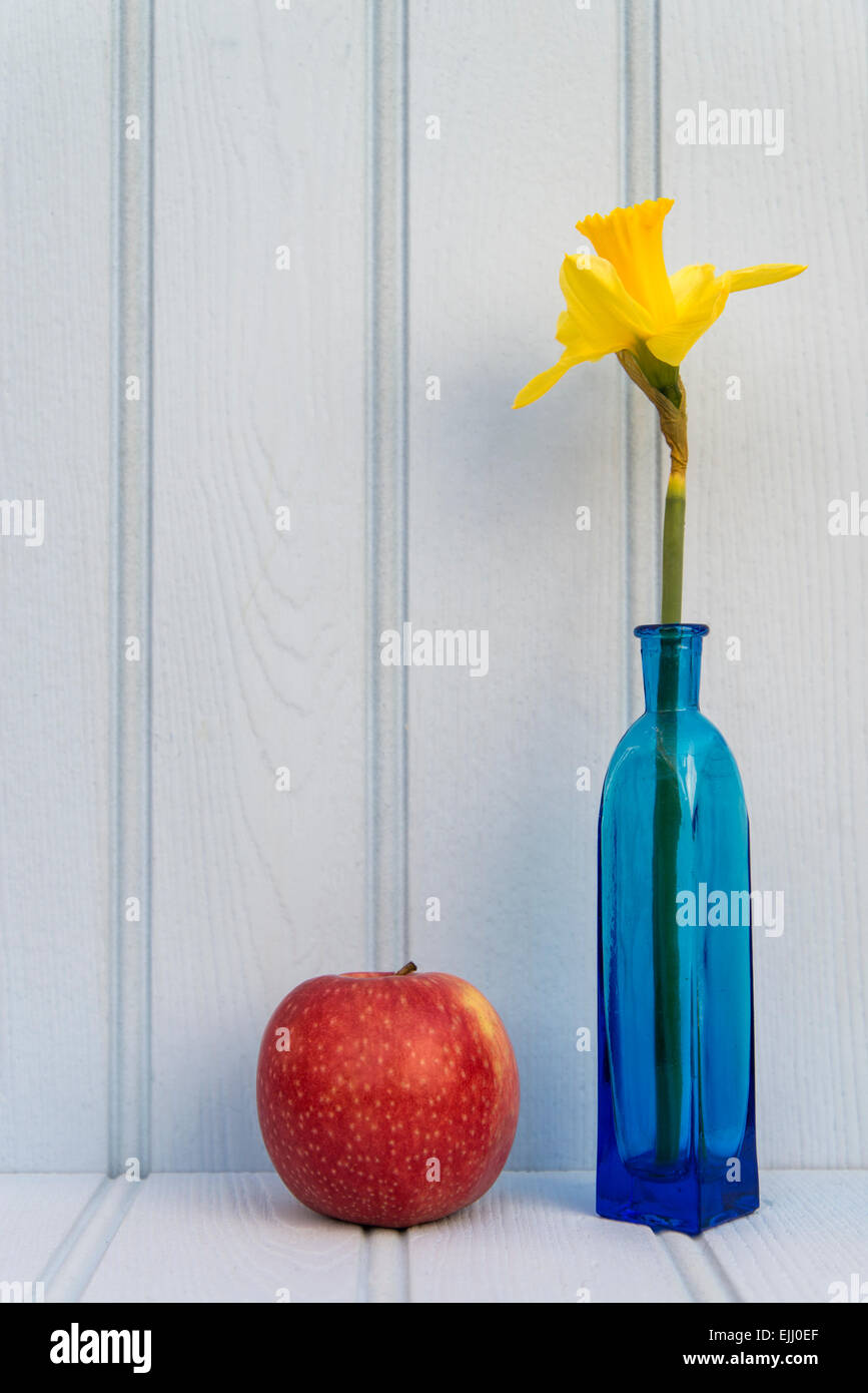 Beautiful Spring flower still life with wooden background Stock Photo ...