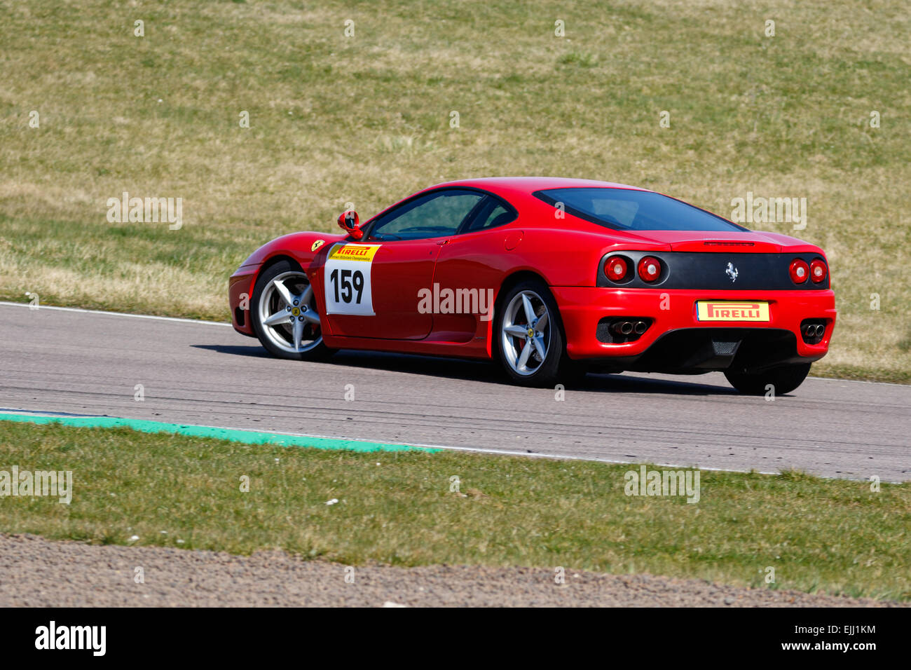 A car taking part in the BARC sprint at Rockingham Motor Speedway Stock ...