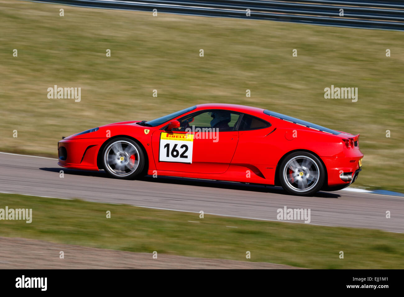 A car taking part in the BARC sprint at Rockingham Motor Speedway Stock ...