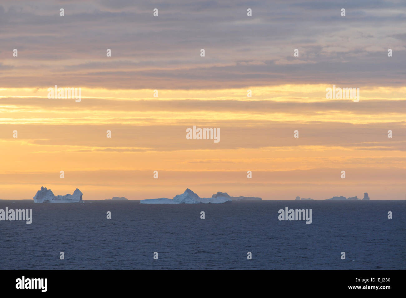 Icebergs floating in the Davis Straights, Greenland. The picture is ...