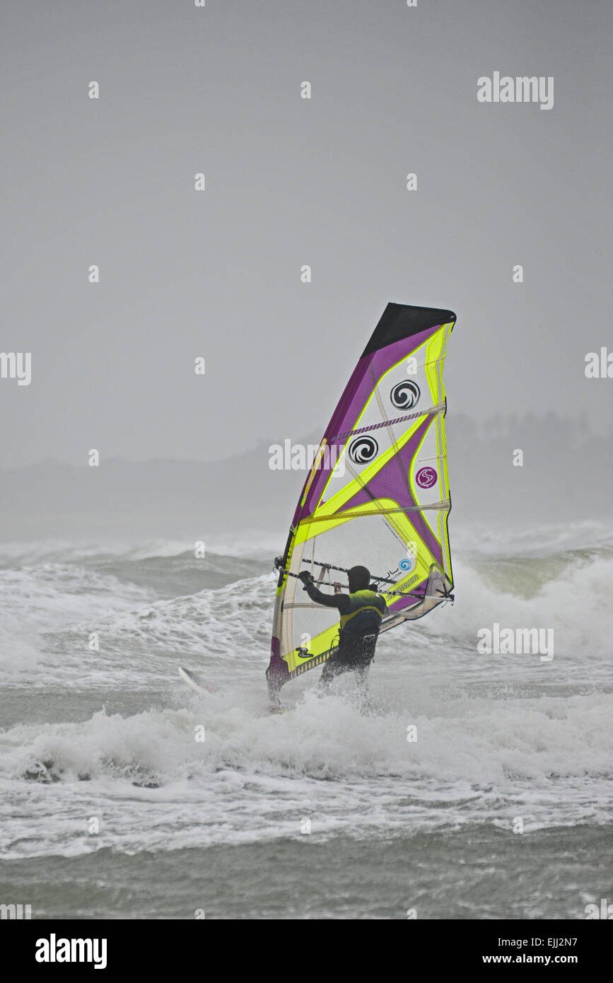 Surfing Rhosniegr Anglesey N Wales Uk surfboards surf sea wind spray ...