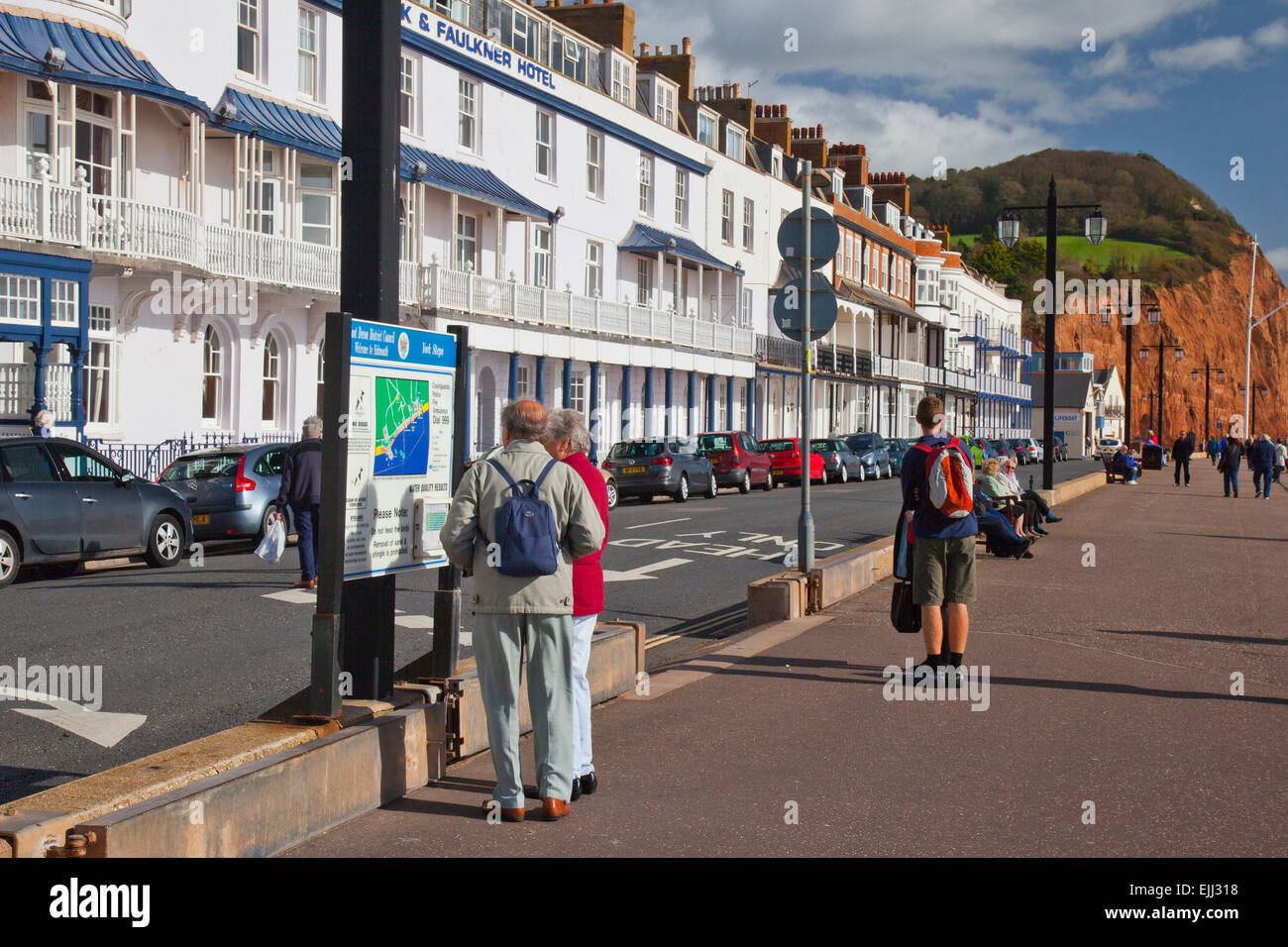 A terrace of Victorian hotel architecture and red sandstone cliffs on ...