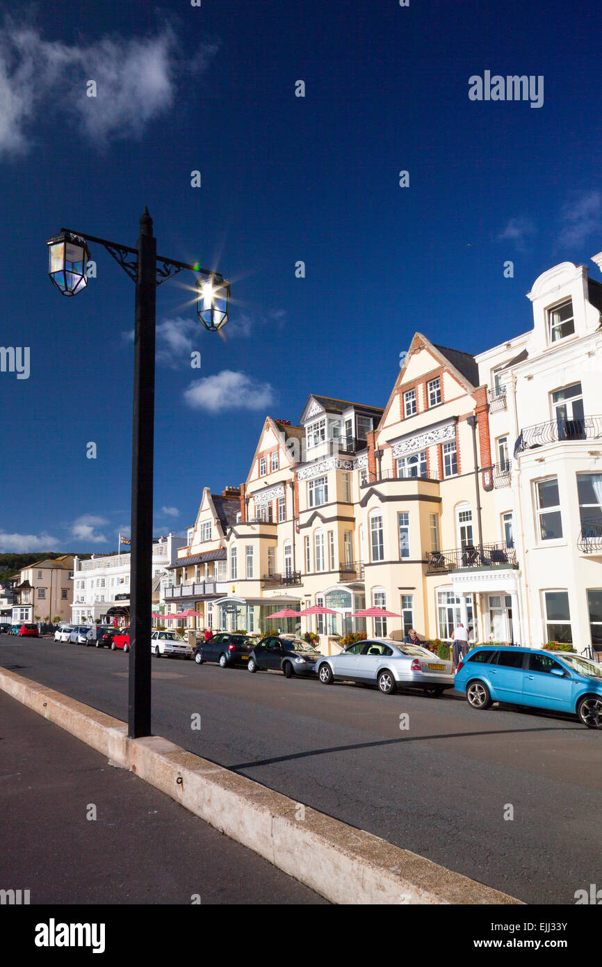 Victorian hotel architecture on the promenade at Sidmouth, Devon ...
