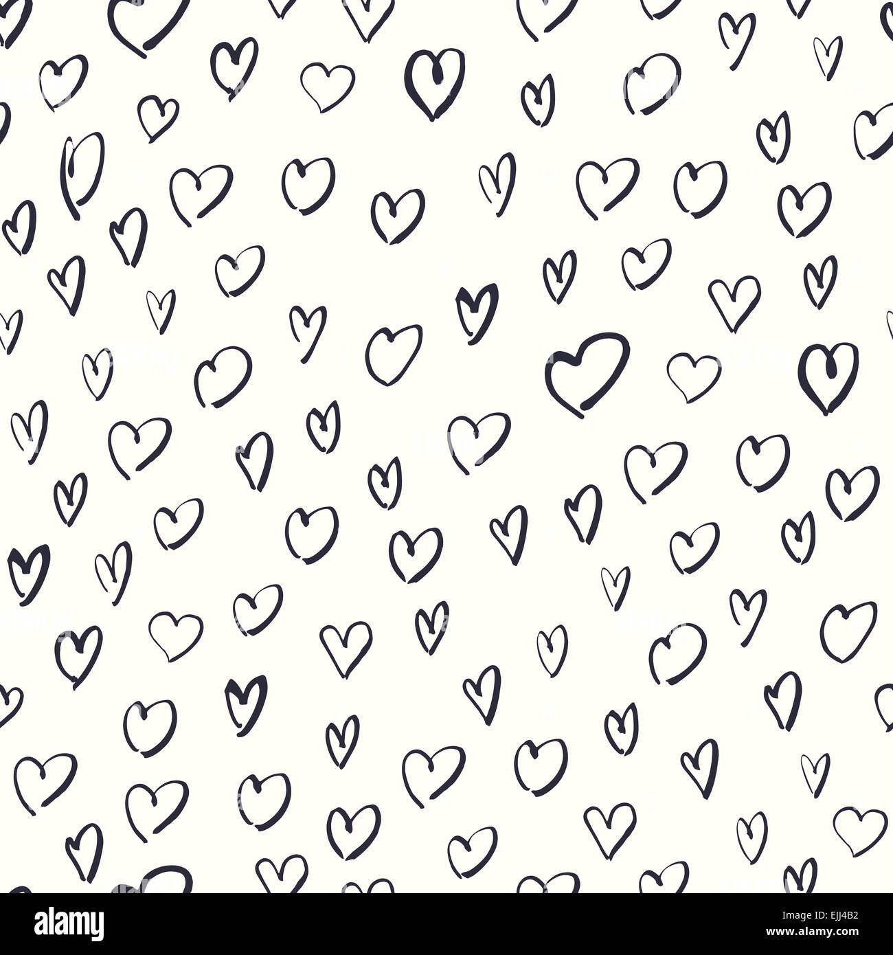 Seamless Hand Drawn Hearts Pattern Stock Photo - Alamy