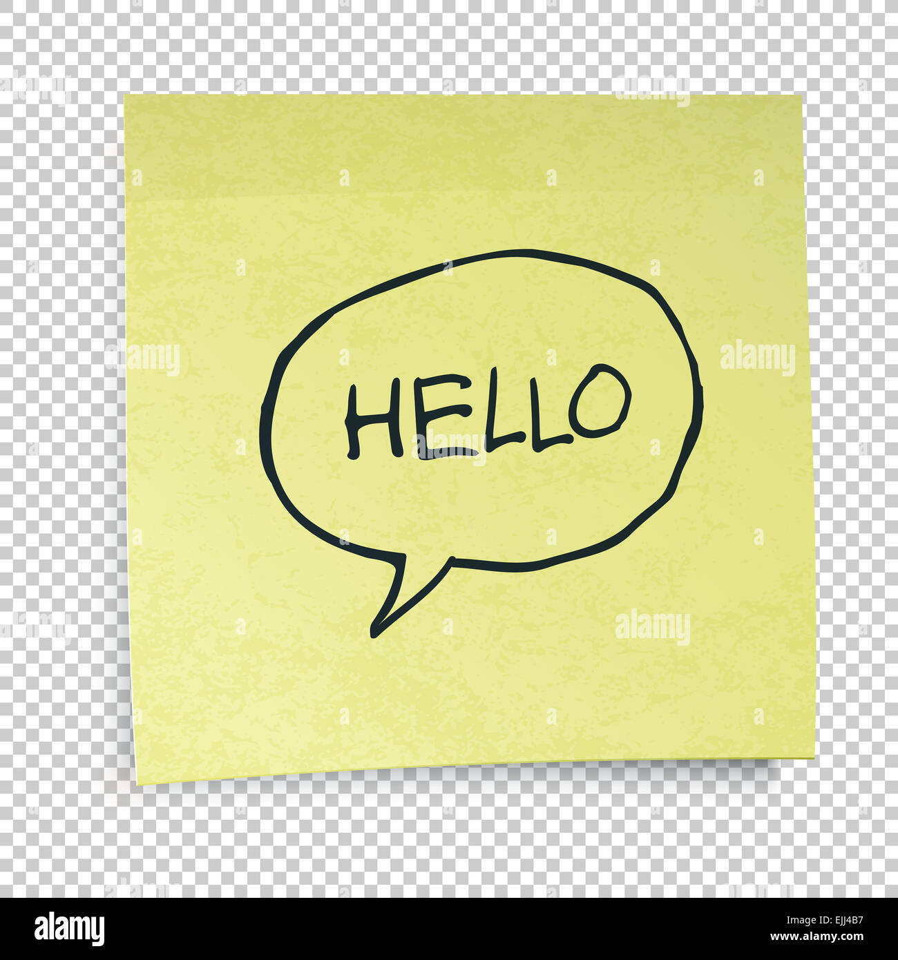Yellow sticky notes with Hello Message Stock Photo - Alamy