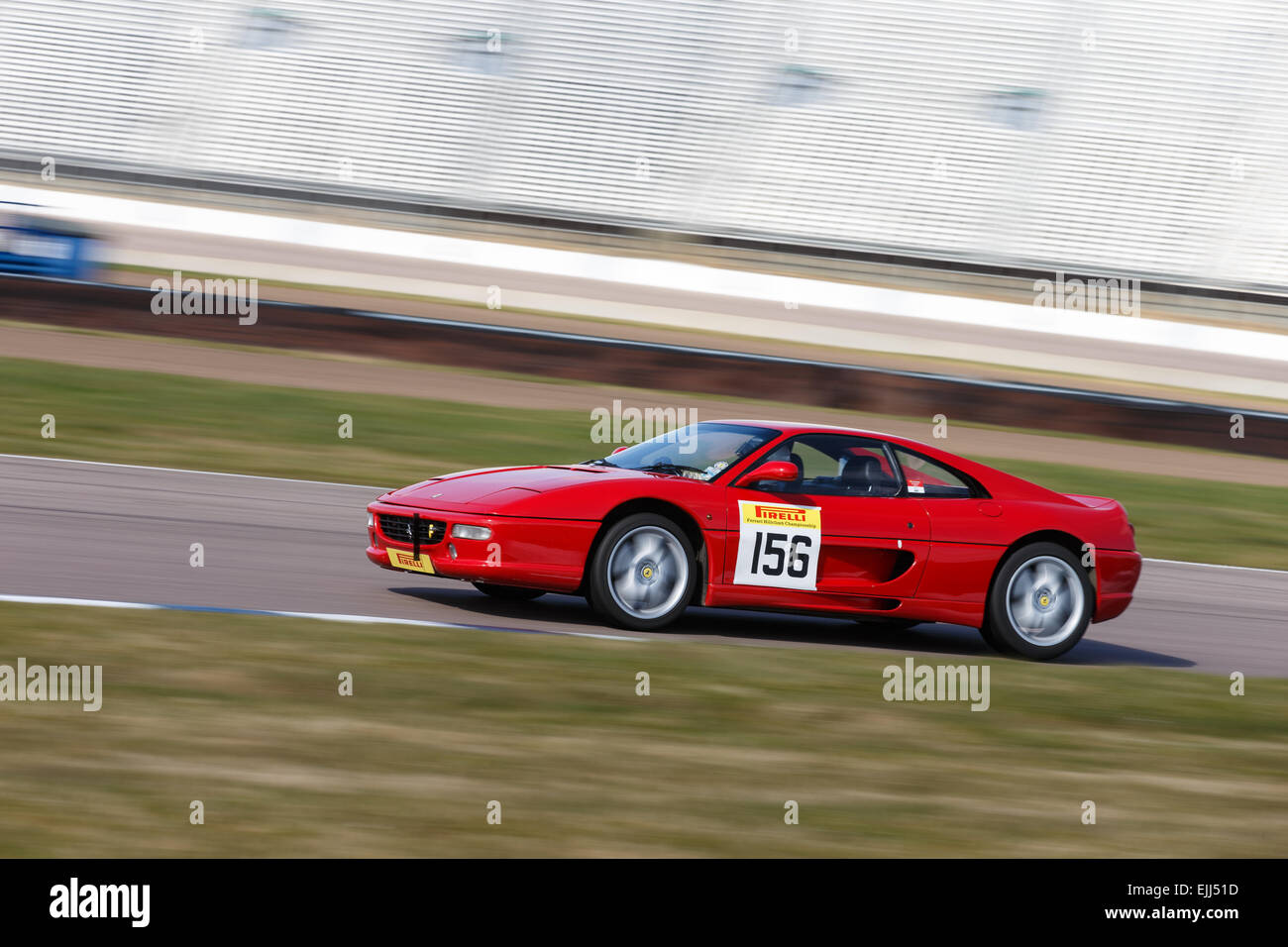 A car taking part in the BARC sprint at Rockingham Motor Speedway Stock ...