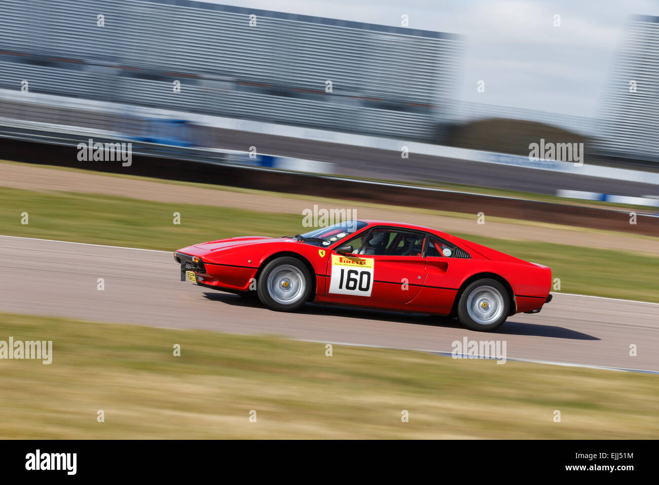 A car taking part in the BARC sprint at Rockingham Motor Speedway Stock ...