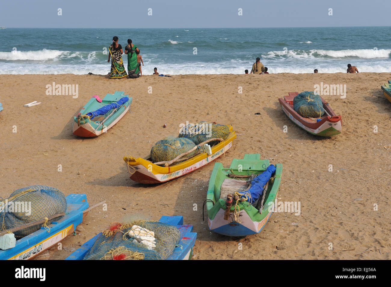 Sunday time in Serenity beach near Pondicherry, Tamil nadu, India Stock ...