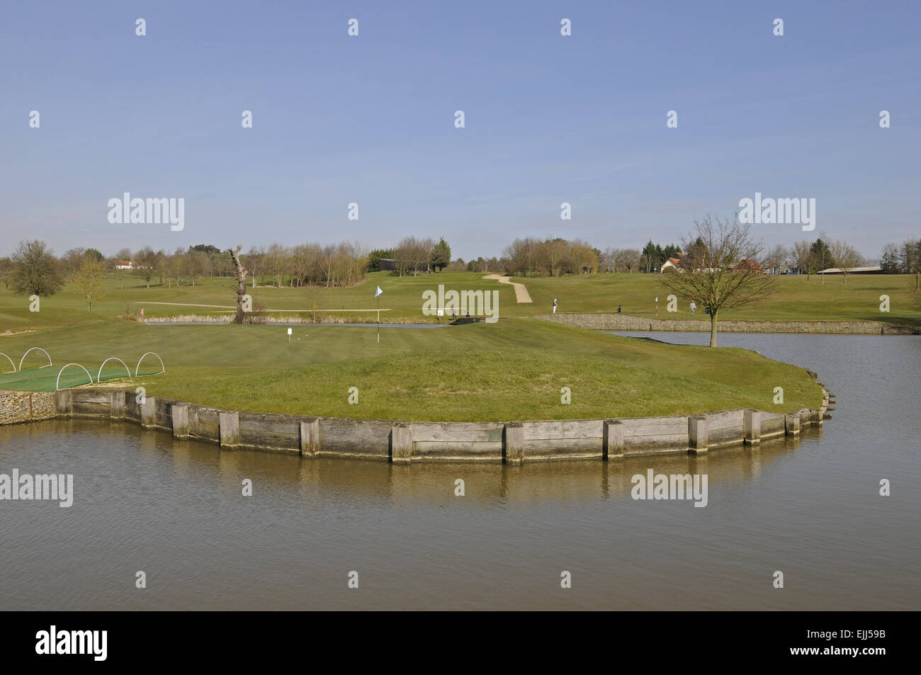 View over the Island Green of the 12th Hole towards 14th Hole and the ...