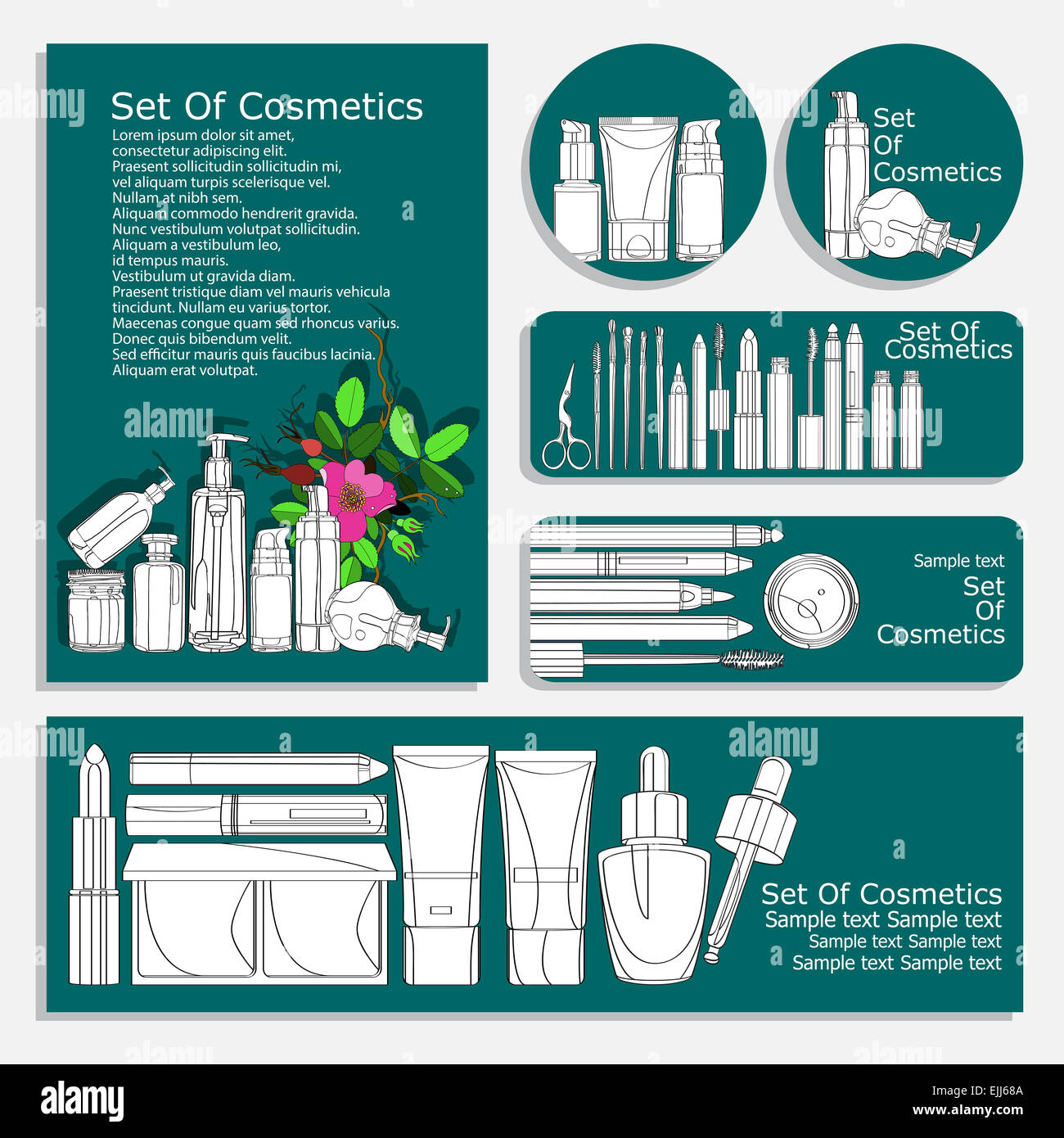set of flyers for cosmetic products. vector set of corporate identity ...