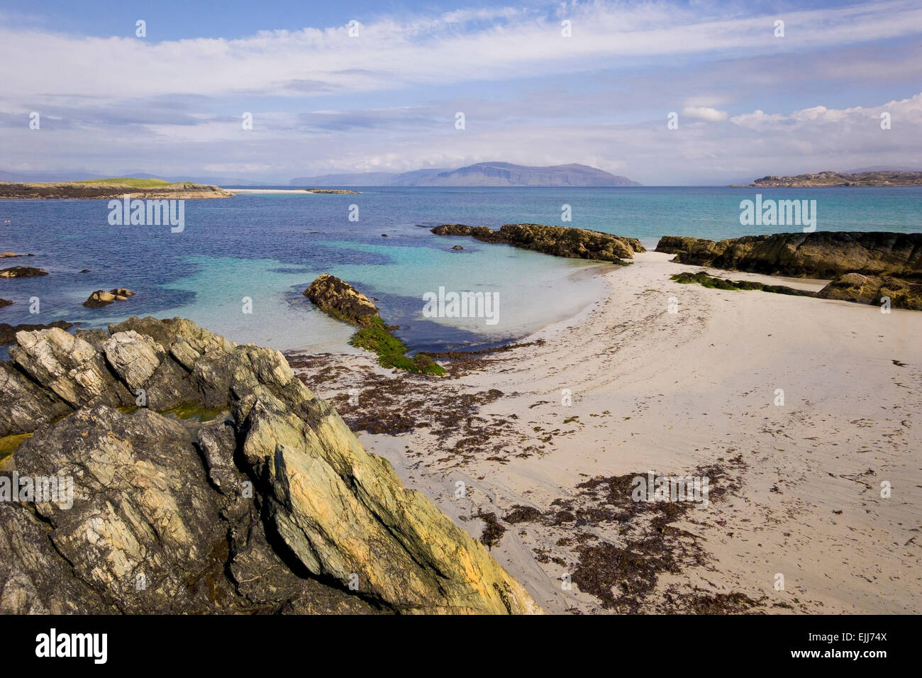 beach at north end of iona with white sand in summer beauty Stock Photo ...