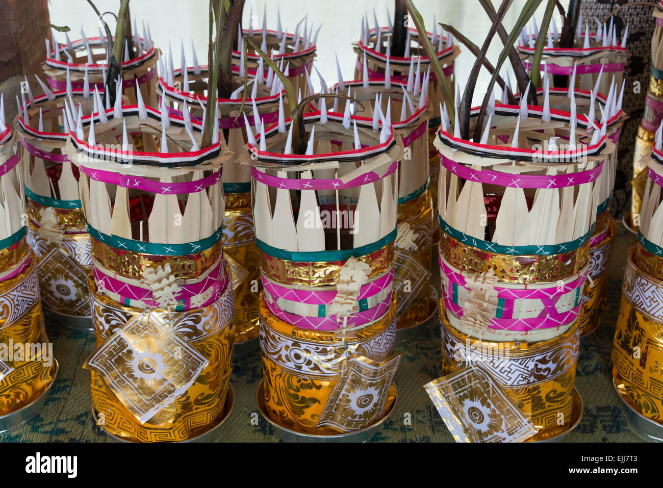 Offering baskets, Bali island, Indonesia Stock Photo - Alamy