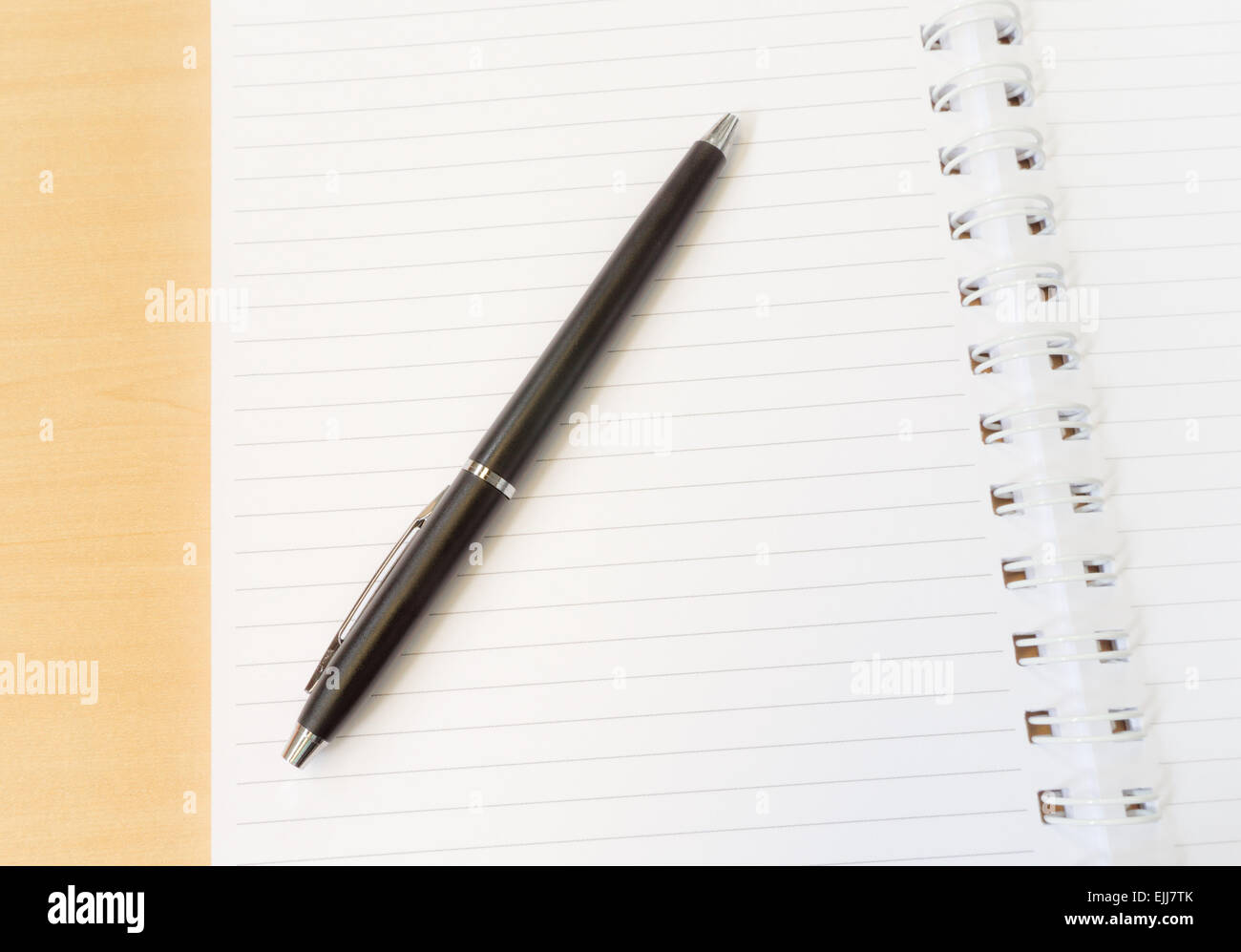 Two Pages Open Notebook with Black Pen on Wooden Surface with Idea ...