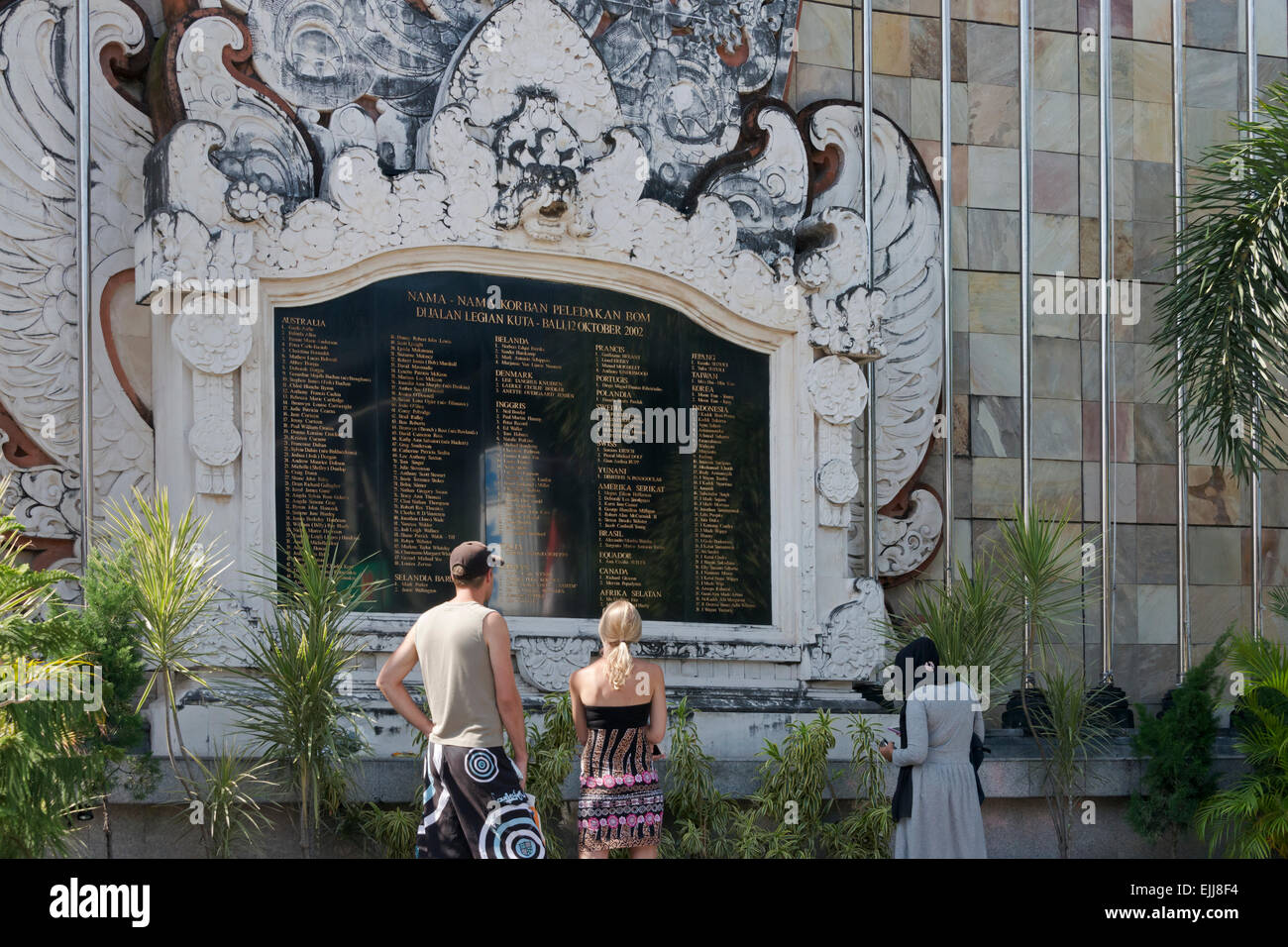 Tourists watching Memorial at Bali Blast in Jimbaran Beach Resort, Kuta ...