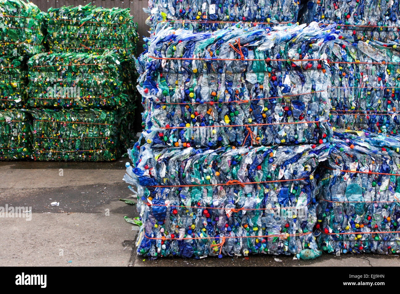 Flattened plastic bottles for recycling compressed waste plastic waste ...