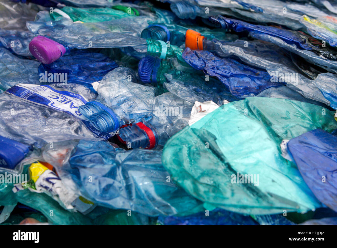 Flattened plastic waste, plastic bottles for recycling Stock Photo - Alamy