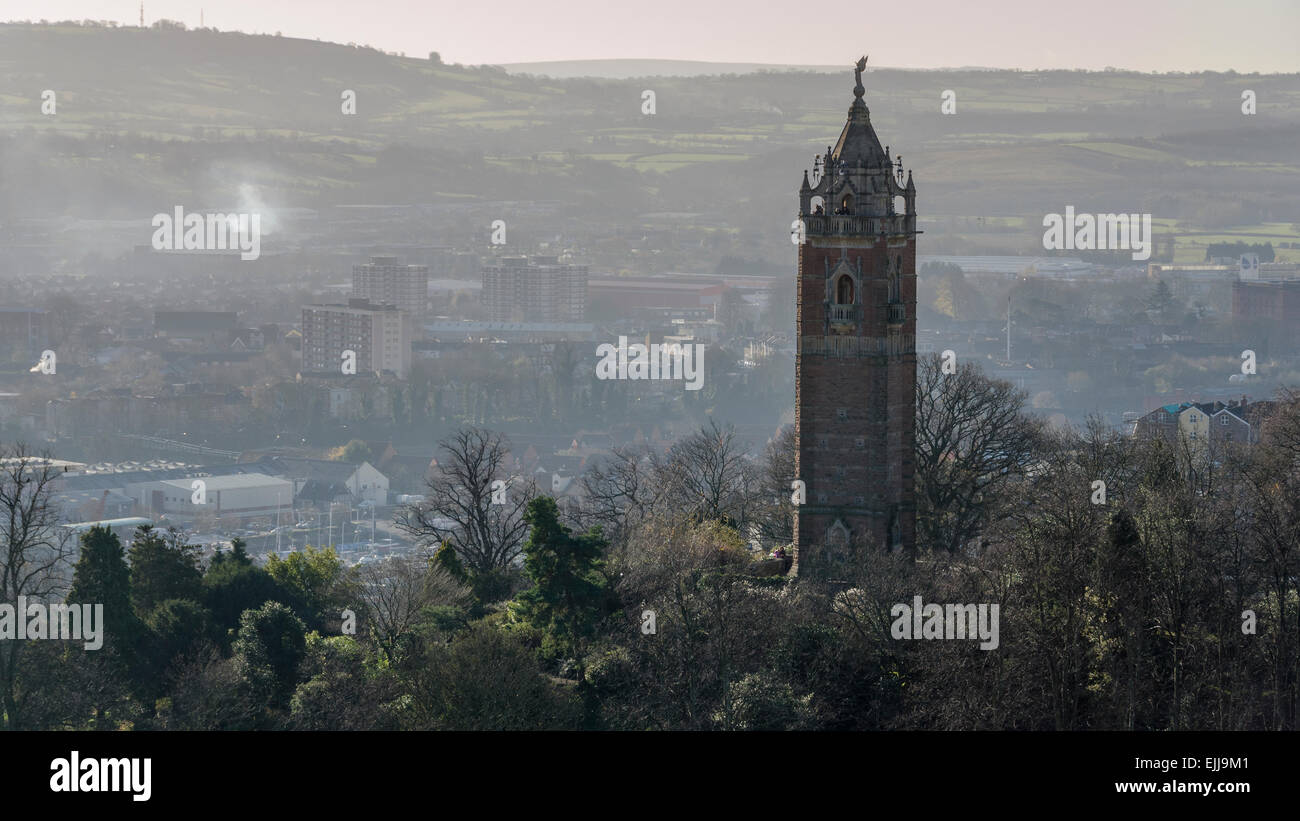 View of Cabot Tower on Brandon Hill from the Wills Memorial Building ...