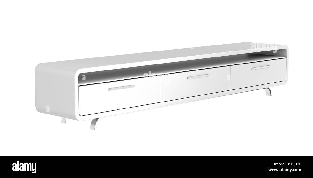 Modern tv stand isolated on white background Stock Photo - Alamy