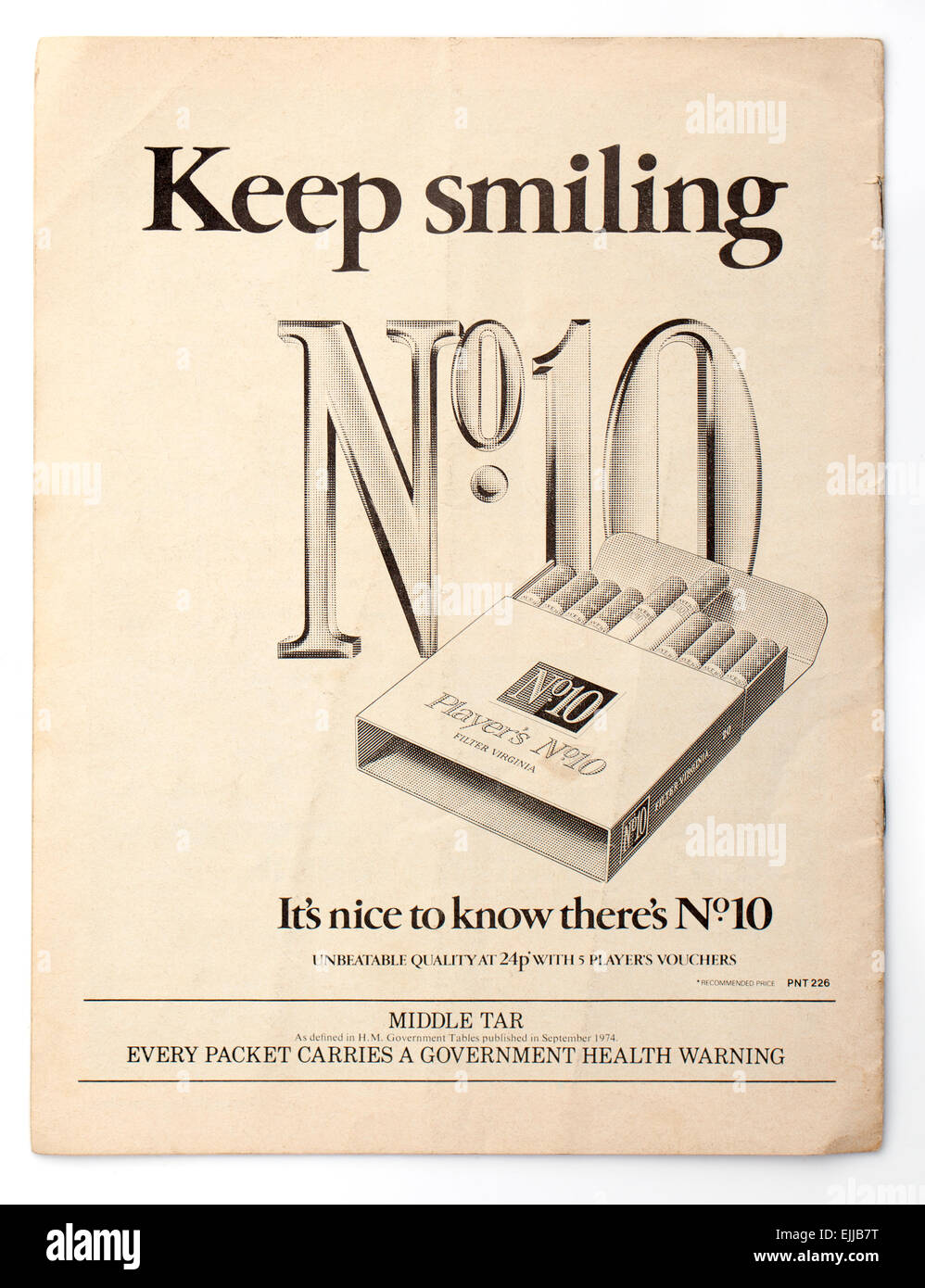 Vintage 1970's Magazine Advert for Players No 10 (Ten) Cigarettes Stock ...