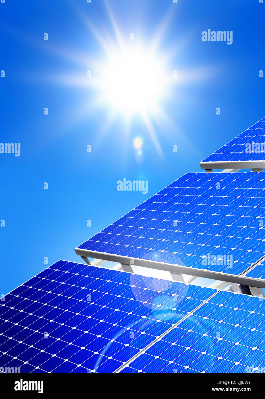 alternative solar energy, sun-power plant on sky background Stock Photo ...