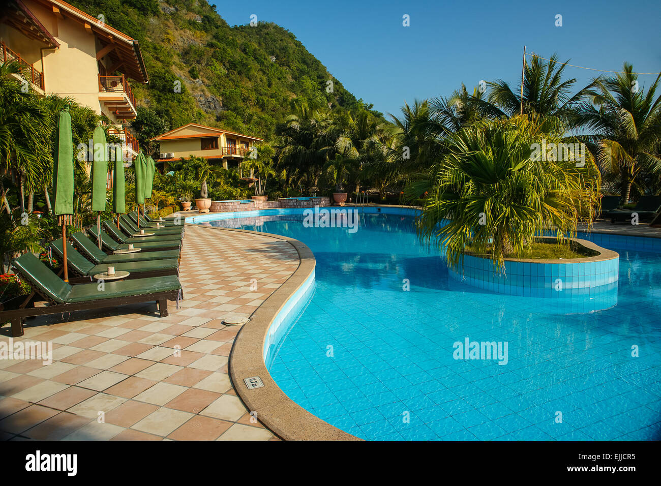pool in a tropical resort Stock Photo - Alamy