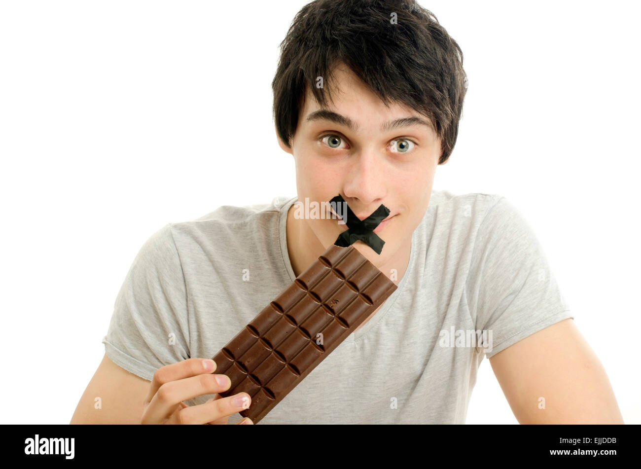 Happy fat man eating chocolate hi-res stock photography and images - Alamy