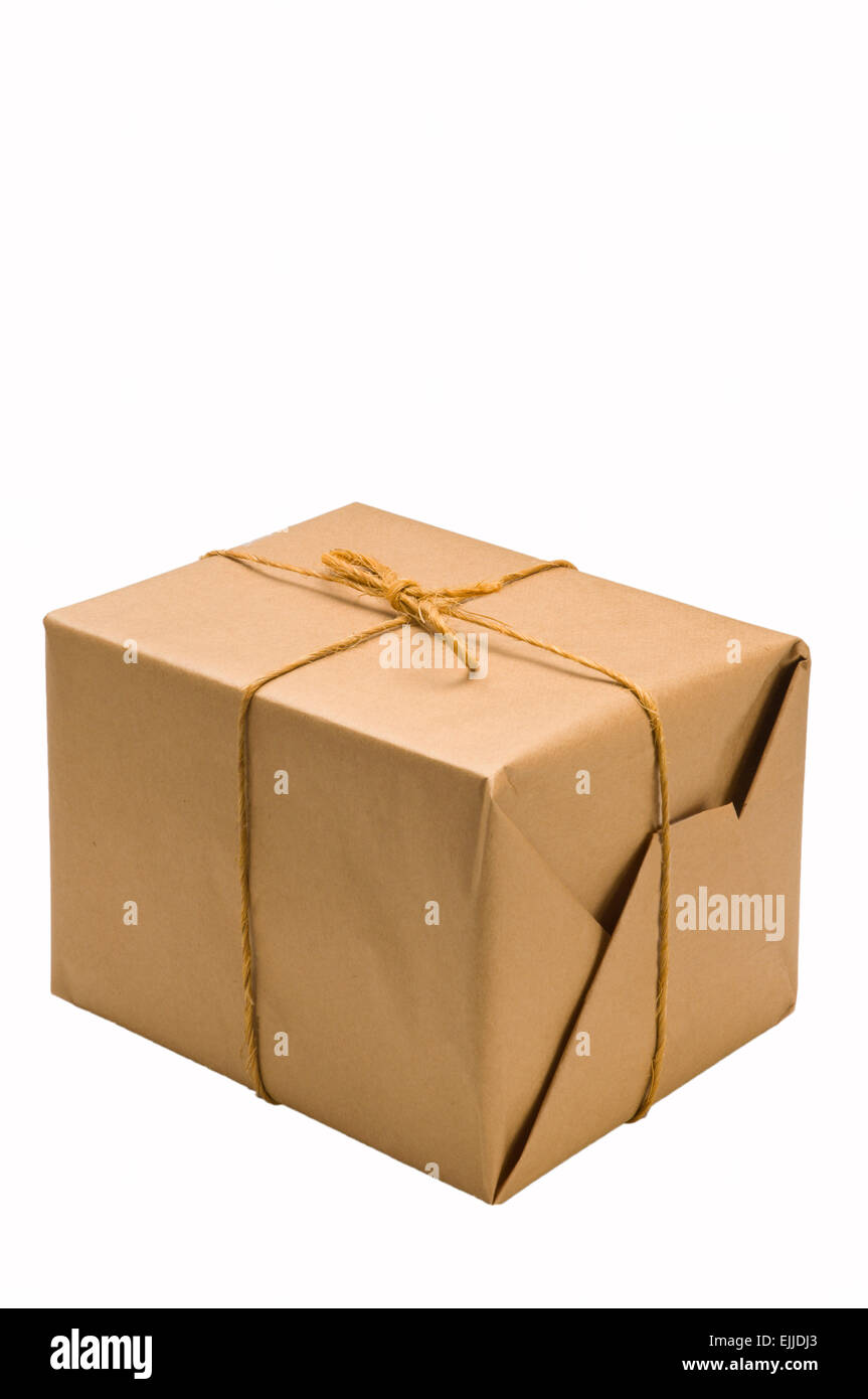 Stack of brown paper wrapped parcels for shipping Stock Photo - Alamy