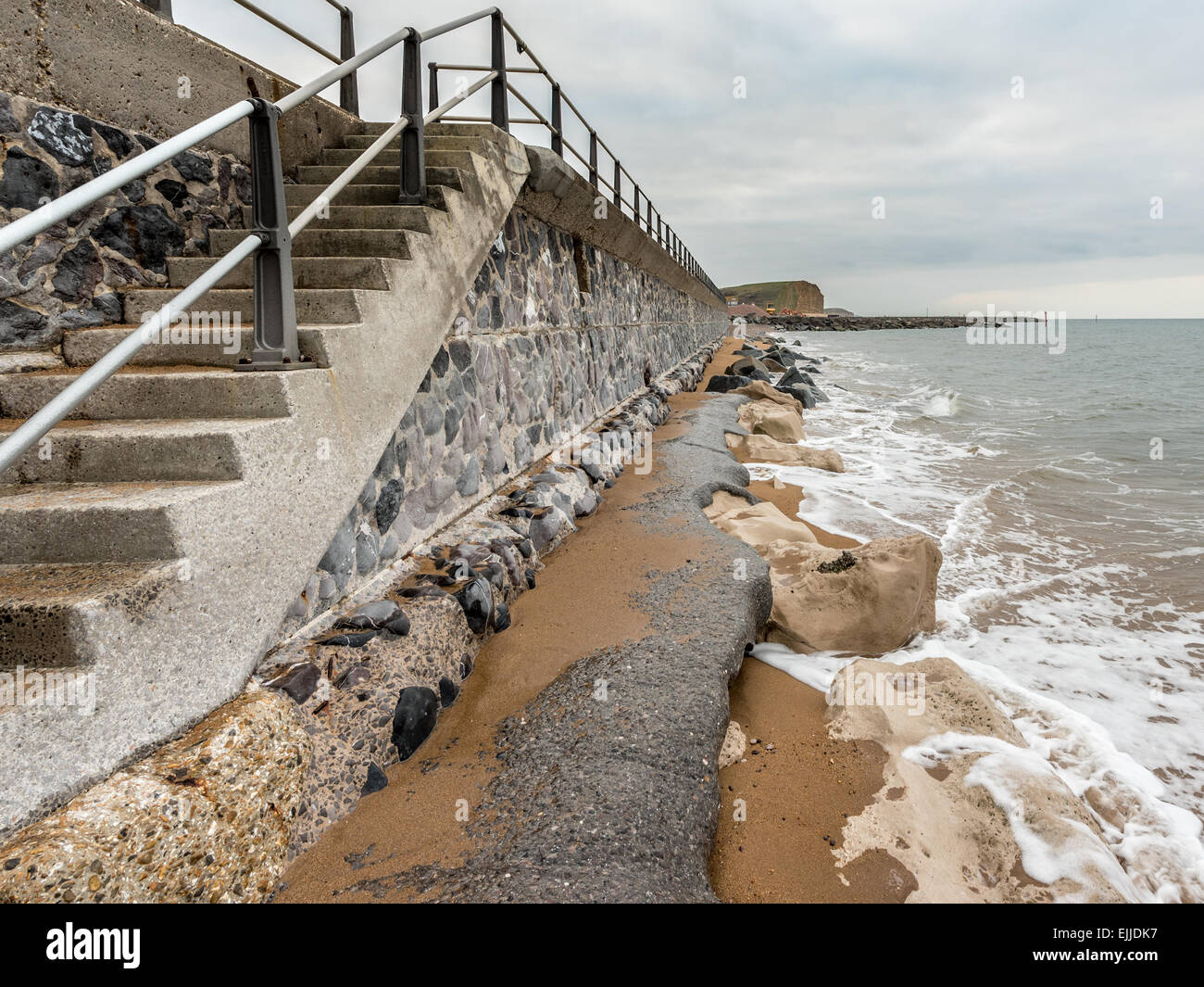 The seawall and steps at the Esplanade West Bay Stock Photo - Alamy