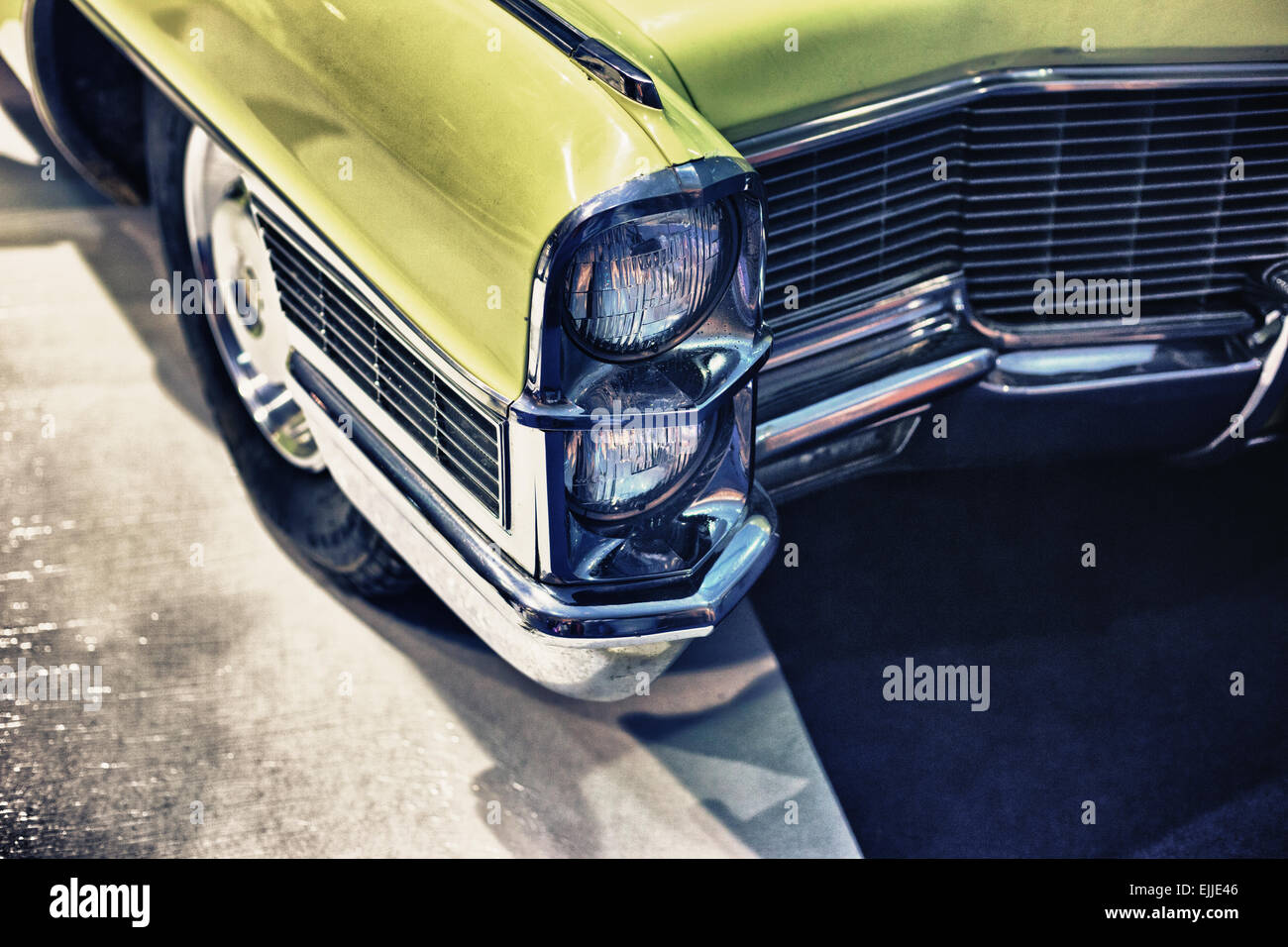 Stylized angle detail of an old classic car with vintage filter Stock ...