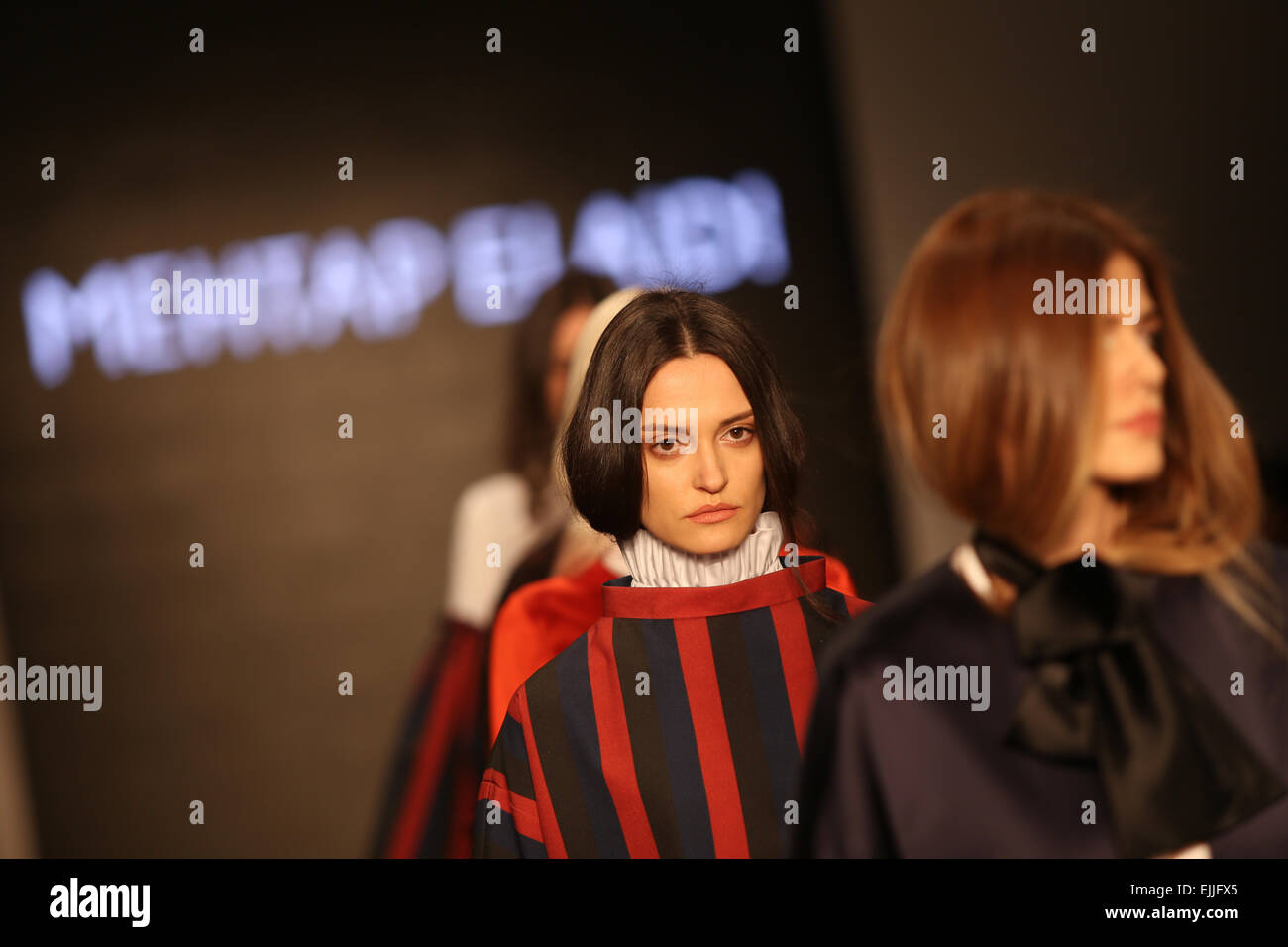ISTANBUL TURKEY MARCH 19 2015 Models showcase latest creations by ...