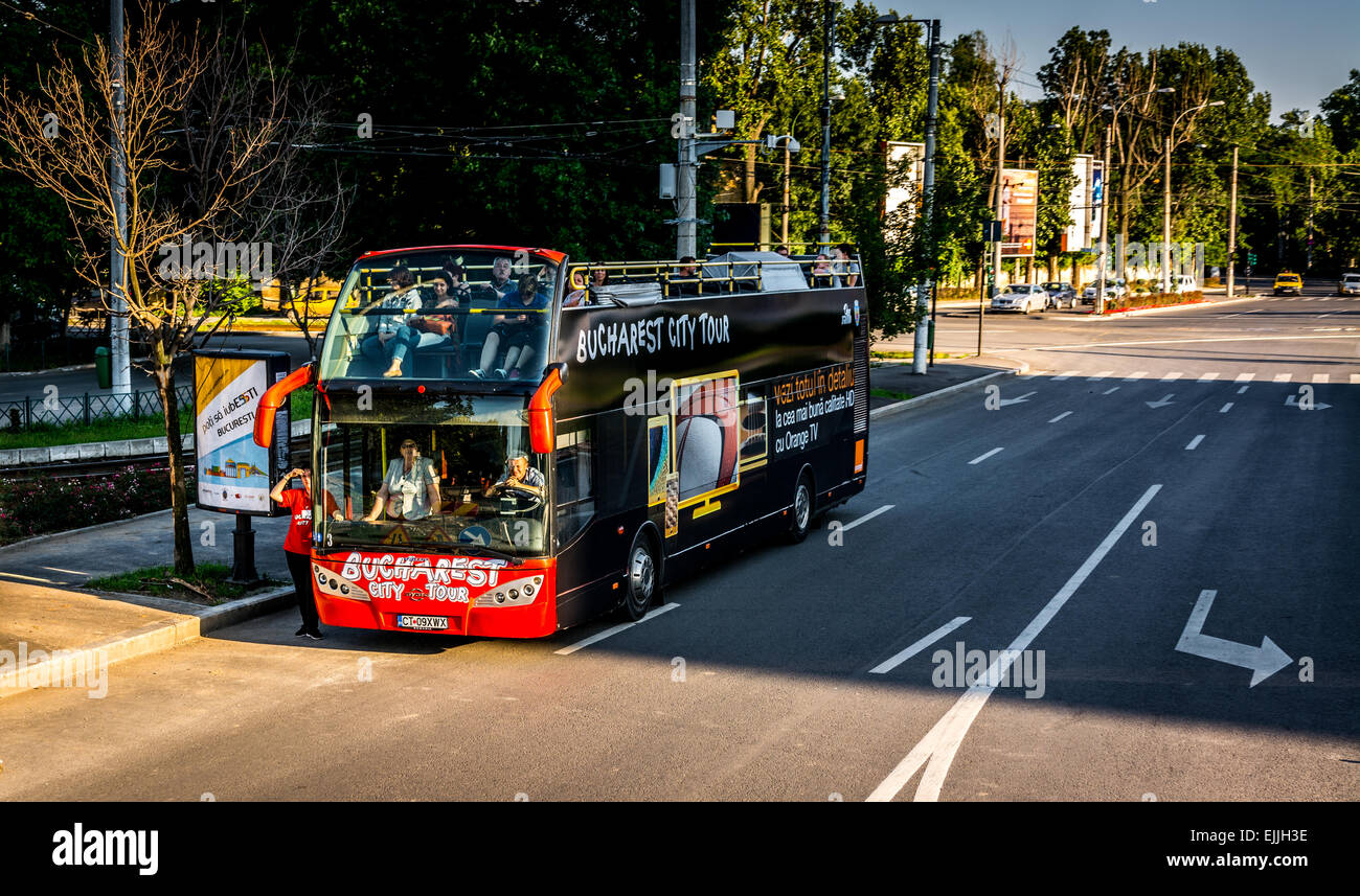 Convertible city bus in Bucharest, Romania Stock Photo - Alamy