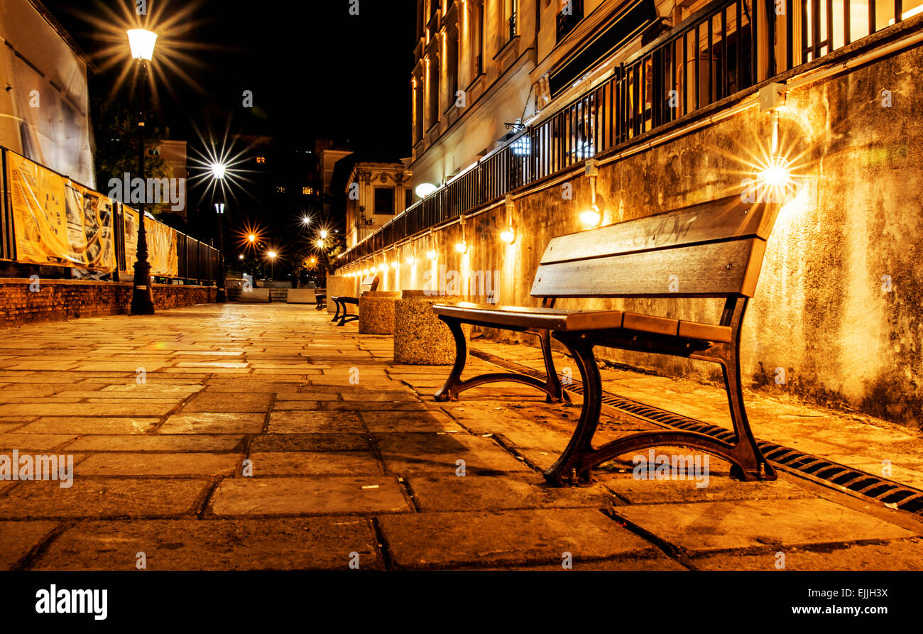 Street Bench At Night