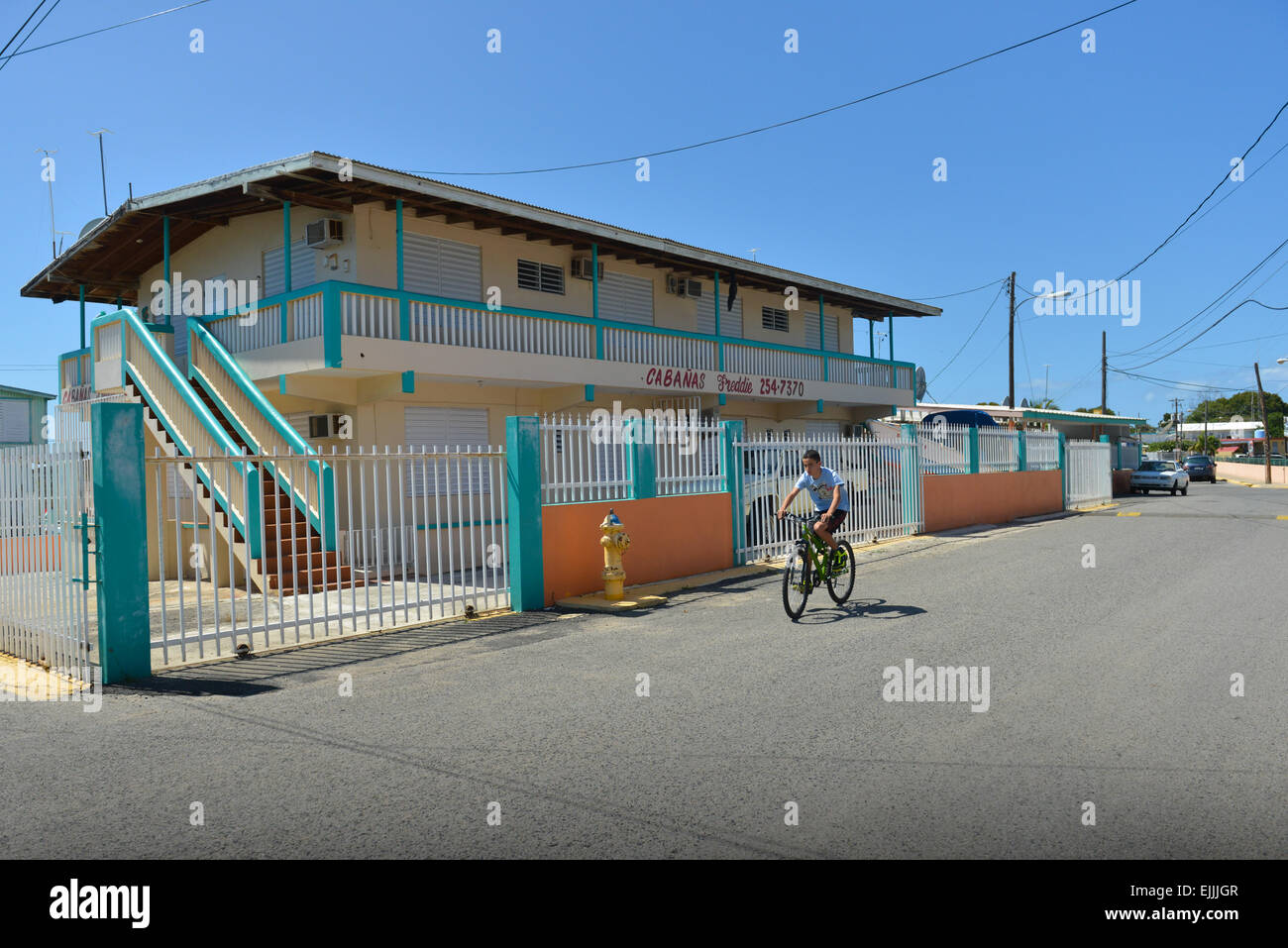 Cabanas bed and breakfast facade. El Combate beach, Cabo Rojo. Puerto ...