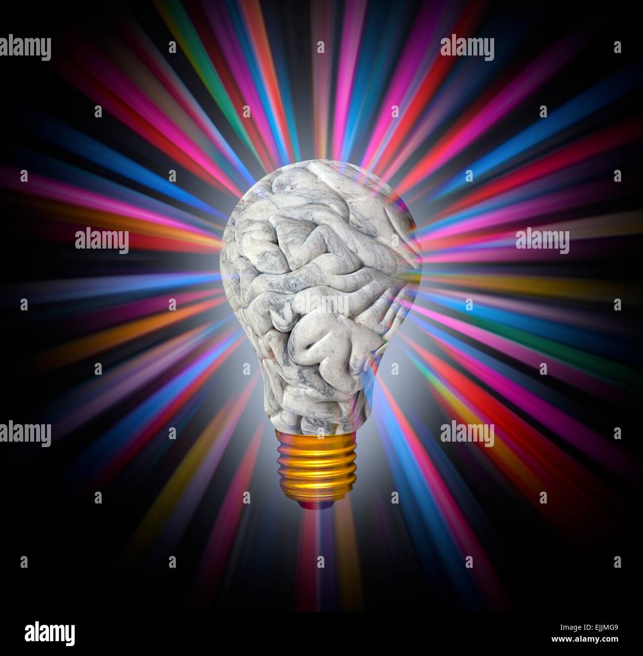 Human brain in the shape of a lightbulb, computer artwork Stock Photo ...