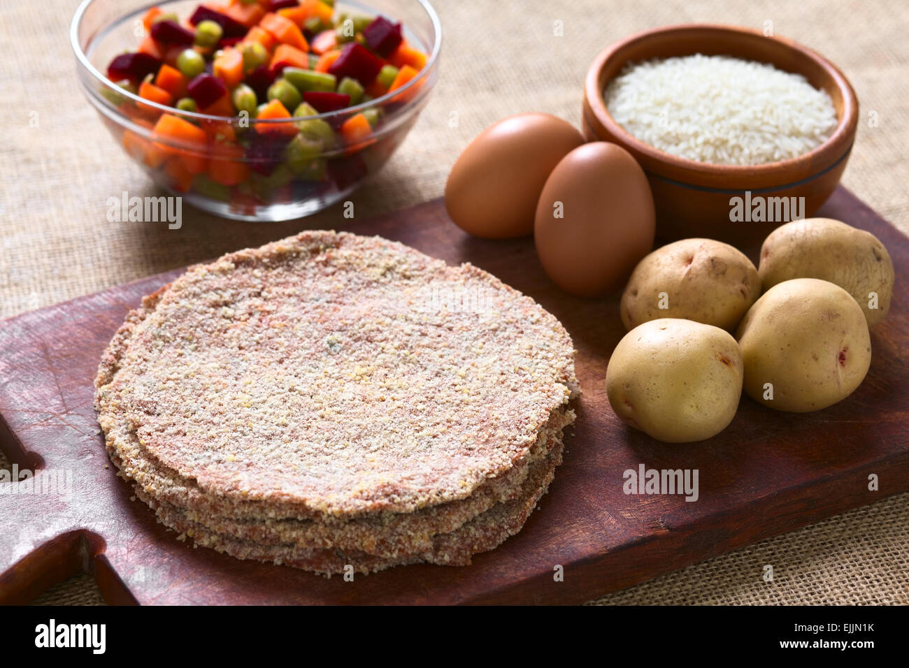 Traditional Bolivian meat called Silpancho, which is a breaded flat ...