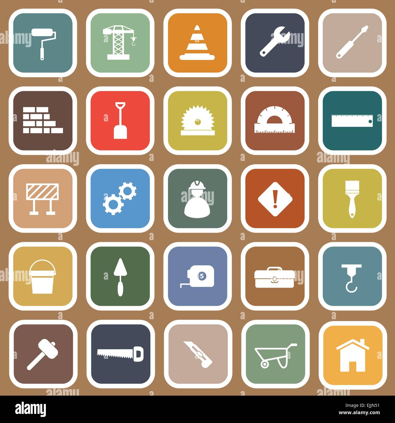 Construction flat icons on brown background, stock vector Stock Vector Image & Art - Alamy