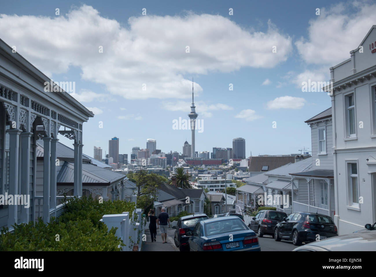 View of the city skyline from Ponsonby, Auckland, New Zealand Stock ...