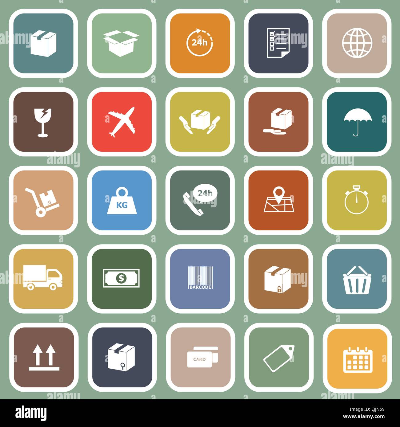 Shipping flat icons on green background, stock vector Stock Vector ...