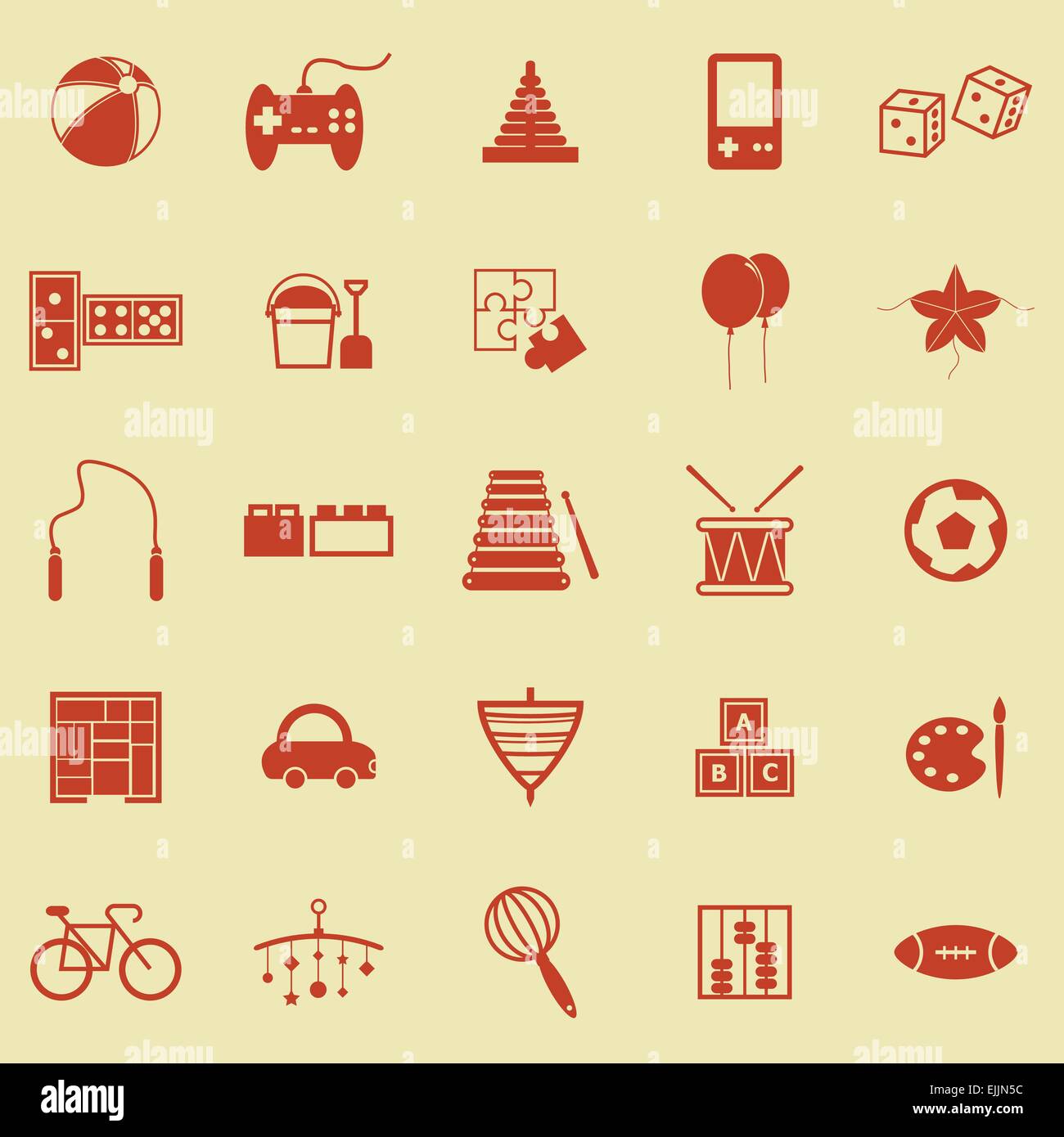 Toy color icons on yellow background, stock vector Stock Vector Image ...
