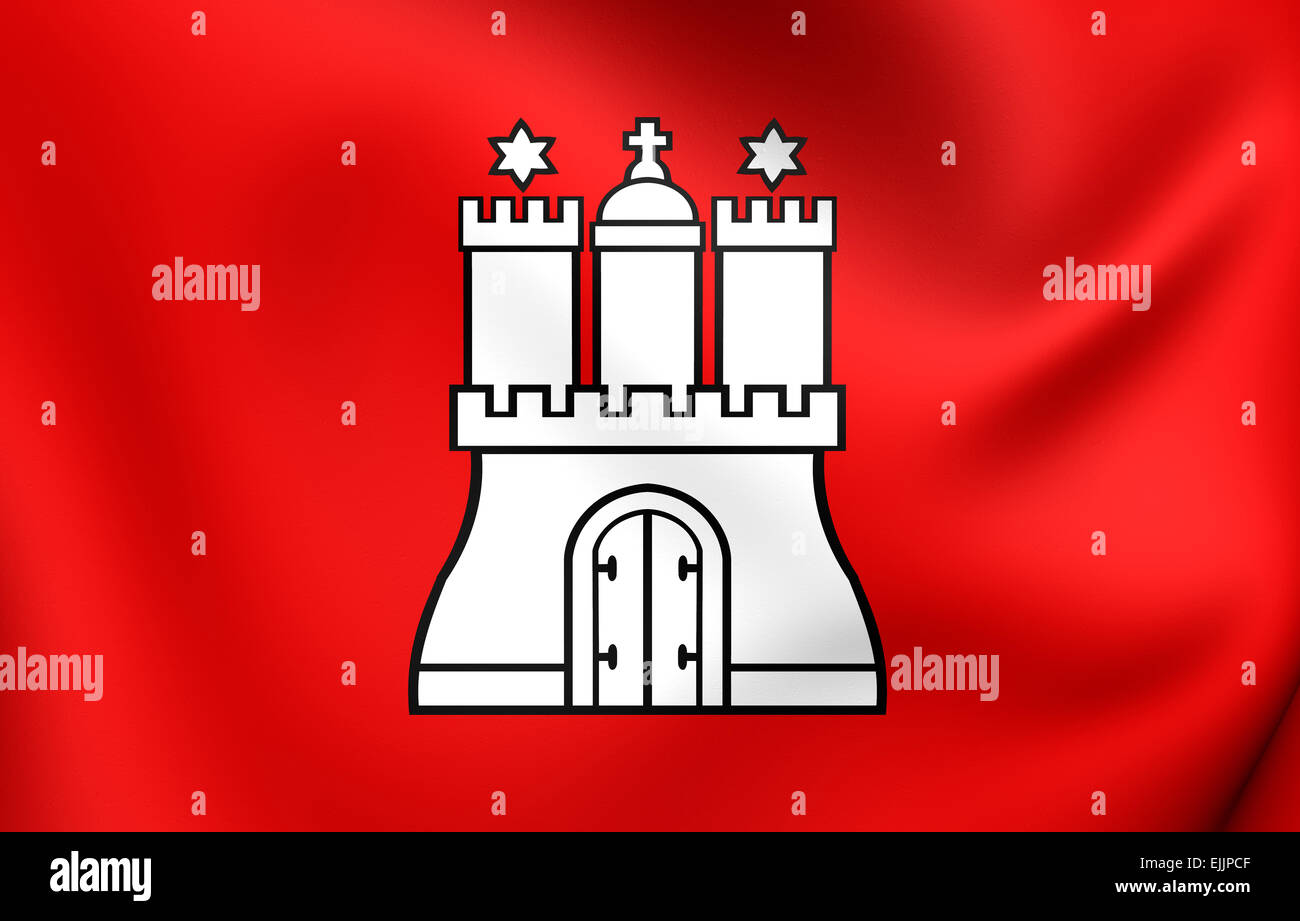 Flag of Hamburg, Germany. Close Up Stock Photo - Alamy