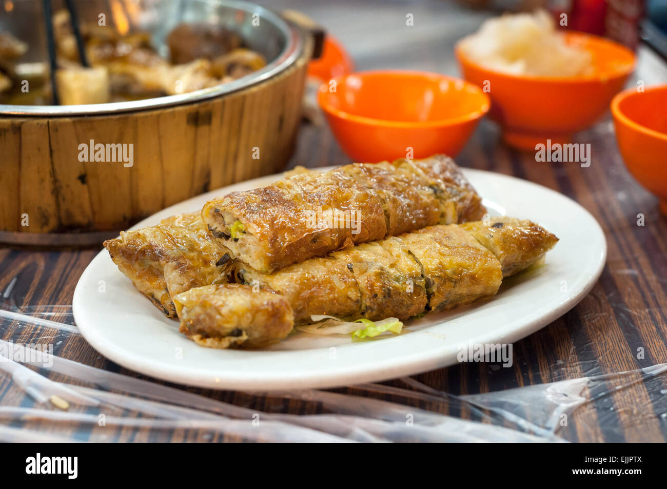 Fried spring roll served at a Hong Kong dai pai dong Stock Photo - Alamy
