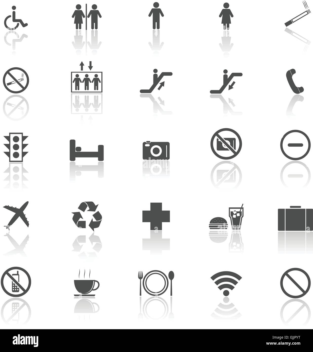 Public icons with reflect on white background, stock vector Stock ...