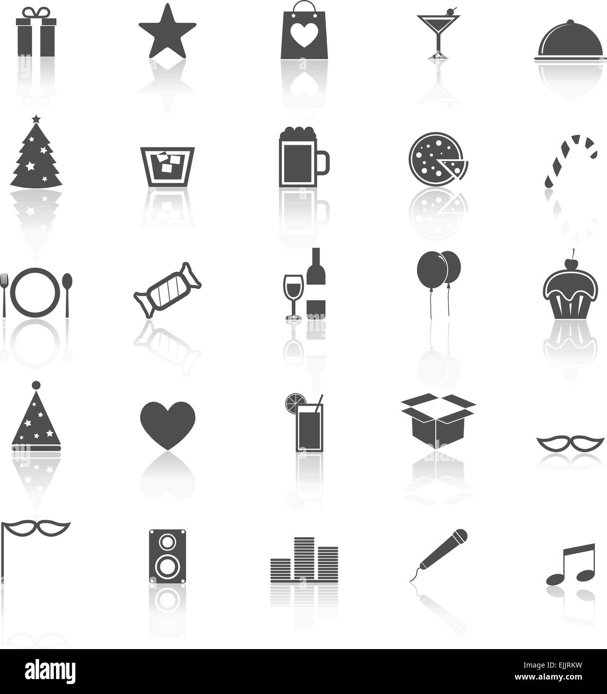 Party icons with reflect on white background, stock vector Stock Vector ...