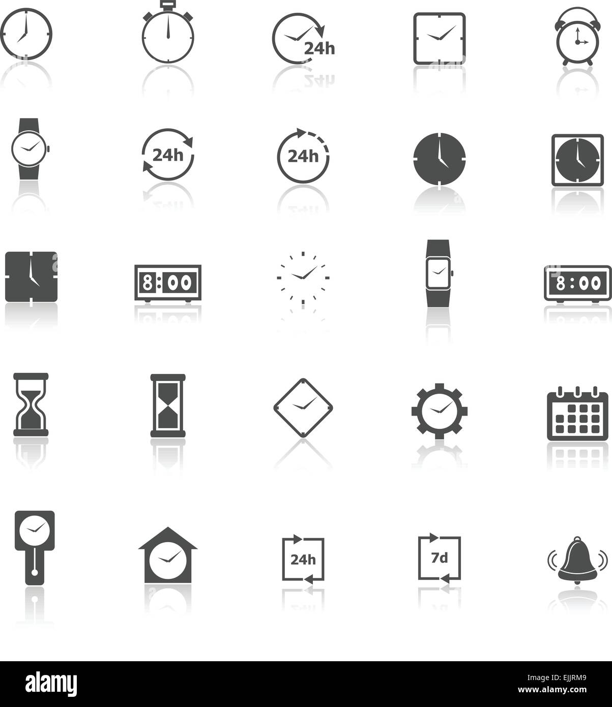 Time icons with reflect on white background, stock vector Stock Vector ...